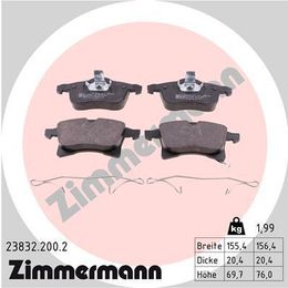 Zimmermann Bremsbelagsatz, Scheibenbremse 23832.200.2 vorne rechts links mit Feder f&uuml;r GENERAL MOTORS OPEL 93176115 93186713 93181189