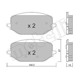 METELLI Bremsbelagsatz, Scheibenbremse 22-1351-0 vorne rechts links f&uuml;r PEUGEOT CITRO&Euml;N OPEL DS 1647880280
