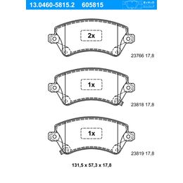 ATE Bremsbelagsatz, Scheibenbremse 13.0460-5815.2 vorne rechts links f&uuml;r TOYOTA 04465-02061 04465-02130