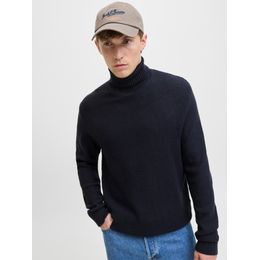 Jack & Jones JACK & JONES Herren Rollkragenpullover "JJROY KNIT ROLL NECK AW25", blau, Gr. S, unifarben, Strick, Obermaterial: 100% Polyacryl, Pullover