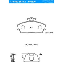 ATE Bremsbelagsatz, Scheibenbremse 13.0460-5830.2 vorne rechts links mit Zubeh&ouml;r f&uuml;r LAND ROVER SFP100360