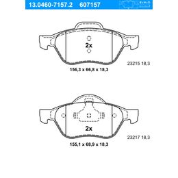 ATE Bremsbelagsatz, Scheibenbremse 13.0460-7157.2 vorne rechts links f&uuml;r RENAULT 7701209808 7701208183 8671016178