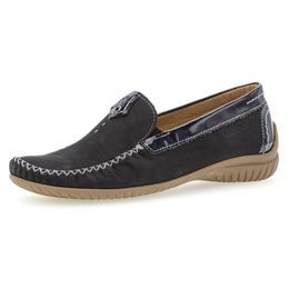 Gabor Damen Mokassin "FLORENZ", Gr. 36, blau, Lackleder, Nubukleder, Schuhe, Slipper, Schlupfschuh mit Gummizug, Weite G (=weit)