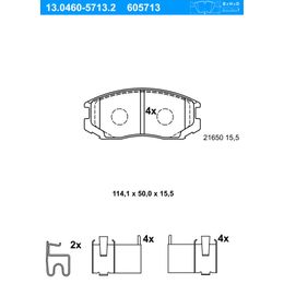 ATE Bremsbelagsatz, Scheibenbremse 13.0460-5713.2 vorne rechts links mit Zubeh&ouml;r f&uuml;r DAIHATSU 04491-87403-000 04465-B4030-000 04491-87401-000