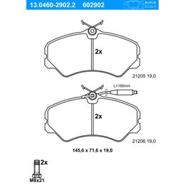 ATE Bremsbelagsatz, Scheibenbremse 13046029022 f&uuml;r PEUGEOT FIAT CITRO&Euml;N