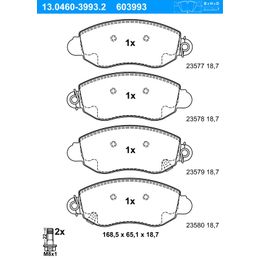 ATE Bremsbelagsatz, Scheibenbremse 13.0460-3993.2 vorne rechts links f&uuml;r FORD 4077636 1135167 1318139