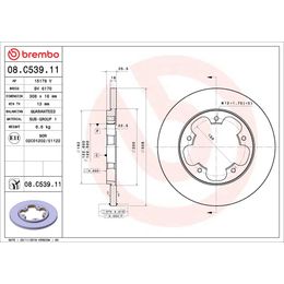Brembo Bremsscheibe COATED DISC LINE 08.C539.11 hinten rechts links voll 308mm f&uuml;r FORD KK312A315AA 1815599 2226519