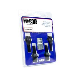 H&R Radbolzen Felgenschloss-Set M12 x 1,5 30 mm schwarz/black B1253001KEY4 Radschraube schwarz