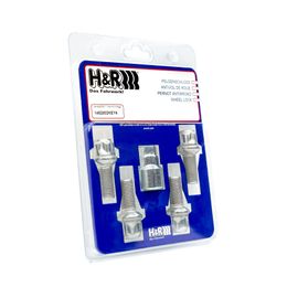 H&R Radbolzen Felgenschloss-Set M14 x 1,5 27 mm 1452703KEY4 Radschraube Silber