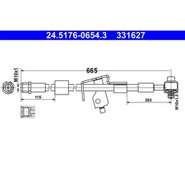 ATE Bremsschlauch 24.5176-0654.3 hinten rechts f&uuml;r VAUXHALL OPEL CHEVROLET 13359999 562177 13336920