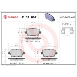 Brembo Bremsbelagsatz, Scheibenbremse P 59 097 hinten rechts links mit Zubeh&ouml;r f&uuml;r CADILLAC BUICK (SGM) VAUXHALL OPEL 13517693 13545816 84637108