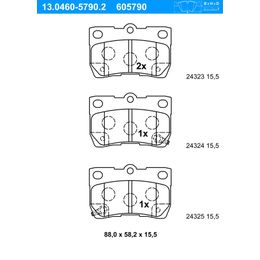 ATE Bremsbelagsatz, Scheibenbremse 13.0460-5790.2 hinten rechts links f&uuml;r LEXUS 04466-22190