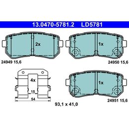 ATE Bremsbelagsatz, Scheibenbremse 13.0470-5781.2 hinten rechts links mit Zubeh&ouml;r f&uuml;r HYUNDAI KIA 58302-J9A50 58302-1KA30 58302-J9A70