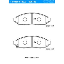 ATE Bremsbelagsatz, Scheibenbremse 13.0460-5783.2 vorne rechts links f&uuml;r NISSAN 41060-EA025 D1060-JR70A D1M60-CY70B