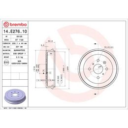 Brembo Bremstrommel 14.E276.10 hinten rechts links f&uuml;r TOYOTA 424310H010