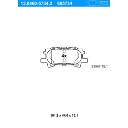 ATE Bremsbelagsatz, Scheibenbremse 13.0460-5734.2 hinten rechts links f&uuml;r LEXUS TOYOTA 04466-48090 04466-48040