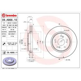 Brembo Bremsscheibe 09.A866.10 vorne rechts links bel&uuml;ftet 293mm f&uuml;r HONDA 45251SWAA00 45251SWWG01 45251T1EG00