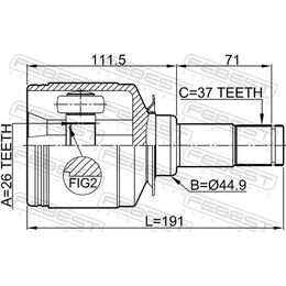 FEBEST Gelenksatz, Antriebswelle 1611-164FLH vorne links 92mm f&uuml;r MERCEDES-BENZ 1663301601 A1663301601 A1663301400