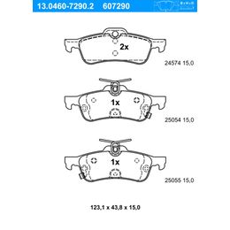 ATE Bremsbelagsatz, Scheibenbremse 13.0460-7290.2 hinten rechts links f&uuml;r HONDA 43022-TV8-E01 43022-TV0-E01 43022-TV0-E00