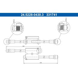 ATE Bremsschlauch 24.5228-0430.3 hinten rechts links f&uuml;r VAG 147611775A 147611775