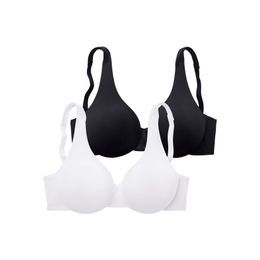 Damen T-Shirt-BH, NUANCE BY LASCANA, Gr. 105, schwarz, Microtouch, Obermaterial: 85% Polyamid, 15% Elasthan, BHs, mit B&uuml;gel & nahtlosen Cups &ndash; auch
