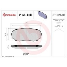 Brembo Bremsbelagsatz, Scheibenbremse P 54 060 vorne rechts links mit Zubeh&ouml;r f&uuml;r MITSUBISHI 4605B475