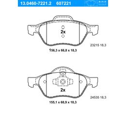 ATE Bremsbelagsatz, Scheibenbremse 13.0460-7221.2 vorne rechts links f&uuml;r RENAULT 7701209100 7701209670 8671016654