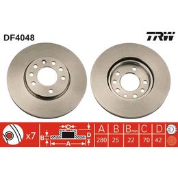 TRW Bremsscheibe DF4048 vorne rechts links bel&uuml;ftet 280mm f&uuml;r VAUXHALL OPEL CHEVROLET 95526655 93197592 569066
