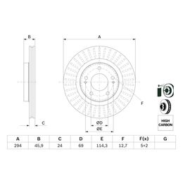 Bosch Bremsscheibe 0986479e76 bel&uuml;ftet 294mm 24mm f&uuml;r MITSUBISHI