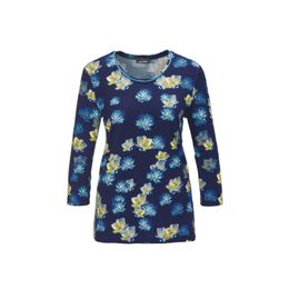 GOLDNER Damen Print-Shirt "Kurzgr&ouml;&szlig;e Druckshirt in kraftvollen Farben", blau, Gr. 23, Obermaterial: 95% Viskose CV. 5% Elasthan EL., Shirts,