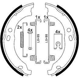ATE Bremsbackensatz, Feststellbremse 03.0137-4004.2 hinten rechts links mit Zubeh&ouml;r f&uuml;r PEUGEOT FIAT CITRO&Euml;N 4241N5 77364023