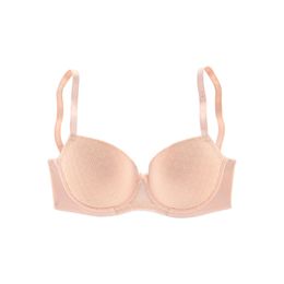 Lascana Damen Schalen-BH, Gr. 100, beige, Microtouch, Obermaterial: 86% Polyamid, 14% Elasthan, BHs, mit B&uuml;gel und graphischer Spitze, Dessous