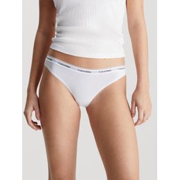 Damen Tanga "3 PACK THONG (LOW-RISE)", Calvin Klein Underwear, Gr. S, schwarz-wei&szlig;, Jersey, Obermaterial: 90% Baumwolle, 10% Elasthan, unifarben,