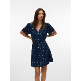 V&eacute;ro Moda VERO MODA Damen Minikleid "VMALBA SS SHORT DRESS WVN NOOS", blau, Gr. L, bedruckt, Web, Obermaterial: 100% Viskose, Kleider, Viskose, slim fit