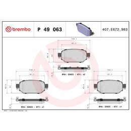Brembo Bremsbelagsatz, Scheibenbremse P 49 063 hinten rechts links ohne Zubeh&ouml;r f&uuml;r MAZDA (CHANGAN) BAY02648ZA BAY02643ZA BAY02643ZB