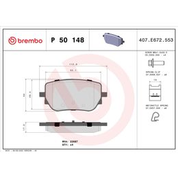 Brembo Bremsbelagsatz, Scheibenbremse P 50 148 hinten rechts links mit Zubeh&ouml;r f&uuml;r MERCEDES-BENZ (BBDC) 0004207600 A0004201706 A0004207600