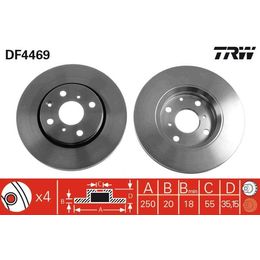 TRW Bremsscheibe DF4469 vorne rechts links bel&uuml;ftet 247mm f&uuml;r PEUGEOT TALBOT CITRO&Euml;N TOYOTA BYD 43512-0H010 43512-0H020 LK3501124
