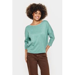 Saint Tropez Damen Rundhalspullover "A2561, MilaSZ R-Neck", blau, Gr. M, meliert, Strick, Obermaterial: 80% Viskose, 20% Polyacryl, Pullover,