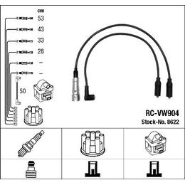 NGK Z&uuml;ndleitungssatz 8622 schwarz f&uuml;r SKODA VW SEAT AUDI LAMBORGHINI BENTLEY N100702.10 N100502.02 N10050206