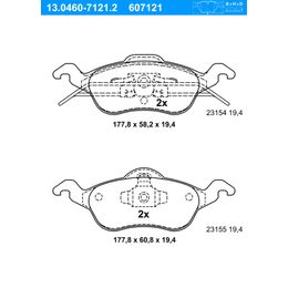 ATE Bremsbelagsatz, Scheibenbremse 13.0460-7121.2 vorne rechts links f&uuml;r FORD 1107697 1075558 1425406