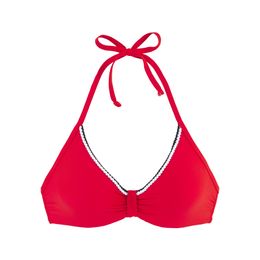 s.Oliver Damen B&uuml;gel-Bikini-Top "Junis", rot, Gr. 38, kontrastfarbene Details, unifarben, Recycling-Polyamid, Bikini-Oberteile, mit geflochtenen