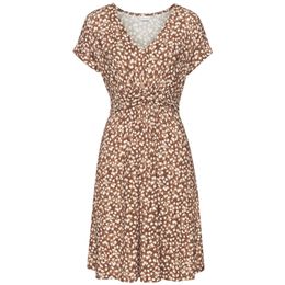Vivance Damen Jerseykleid "mit P&uuml;nktchendruck und V-Ausschnitt", braun, Gr. 44, bedruckt, Jersey, Obermaterial: 95% Viskose, 5% Elasthan, Kleider,