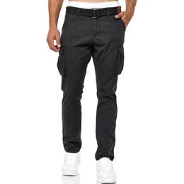 INDICODE Herren Cargohose "INWilliam", schwarz, Gr. XXL, unifarben, Web, Obermaterial: 100% Baumwolle, Hosen