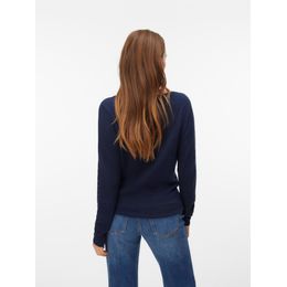V&eacute;ro Moda VERO MODA Damen Rundhalspullover "VMCARE STRUCTURE LS O-NECK BLOU NOOS", blau, Gr. S, Strukturmuster, unifarben, Strick, Obermaterial: 100%