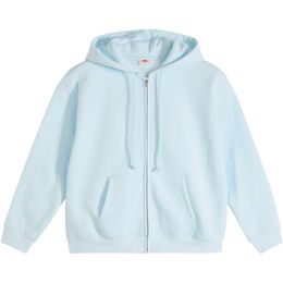 Levi's LEVI'S Damen Kapuzensweatjacke "EVERYDAY ZIP HOODIE", blau, Gr. L, Sweatware, Obermaterial: 58% Baumwolle, 42% Polyester, Sweatjacken, mit Logo