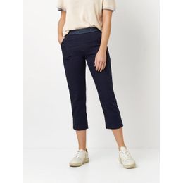 Toni Damen 3/4-Hose "Sue", blau, Gr. 38, unifarben, Web, Obermaterial: 77% Baumwolle, 20% Polyamid, 3% Elasthan, Hosen, mit gestreiftem Bund