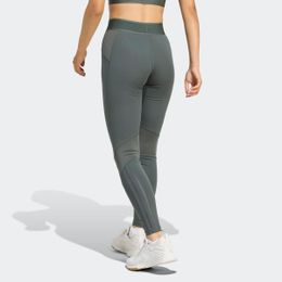 Damen Trainingstights "HYPERGLAM SHINE FULL-LENGTH LEGGINGS", gr&uuml;n, Gr. XS, adidas Performance, Obermaterial: 85% Polyester, 15% Elasthan, Hosen,