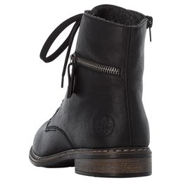 Rieker Damen Schn&uuml;rboots, Gr. 40, schwarz, Lederimitat, unifarben, Schuhe, Schn&uuml;rstiefelette, Blockabsatz, mit Zierrei&szlig;verschluss au&szlig;en