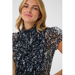 Saint Tropez Damen R&uuml;schenbluse "LiljaSZ Crinkle SS Shirt"nightsky spotty animal, Gr. XS, Web, Obermaterial: 100% Polyester, Blusen, Kunstfaser,