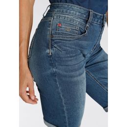 H.I.S. H.I.S Damen Jeansshorts "duffyHS", blau, Gr. 38, Denim/Jeans, Obermaterial: 73% Baumwolle, 25% Polyester, 2% Elasthan, Jeans, schmale Beinform,